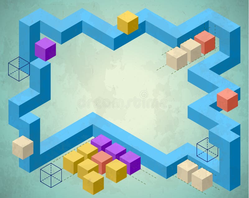 Infographics Styled Frame with Cubes Stock Vector - Illustration of ...