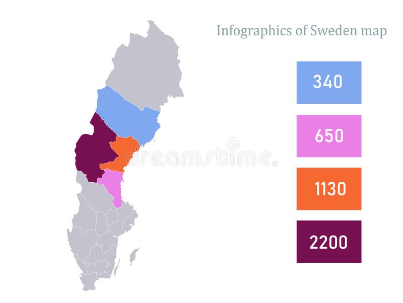Infographics of Sweden Map, Individual Regions Stock Vector ...