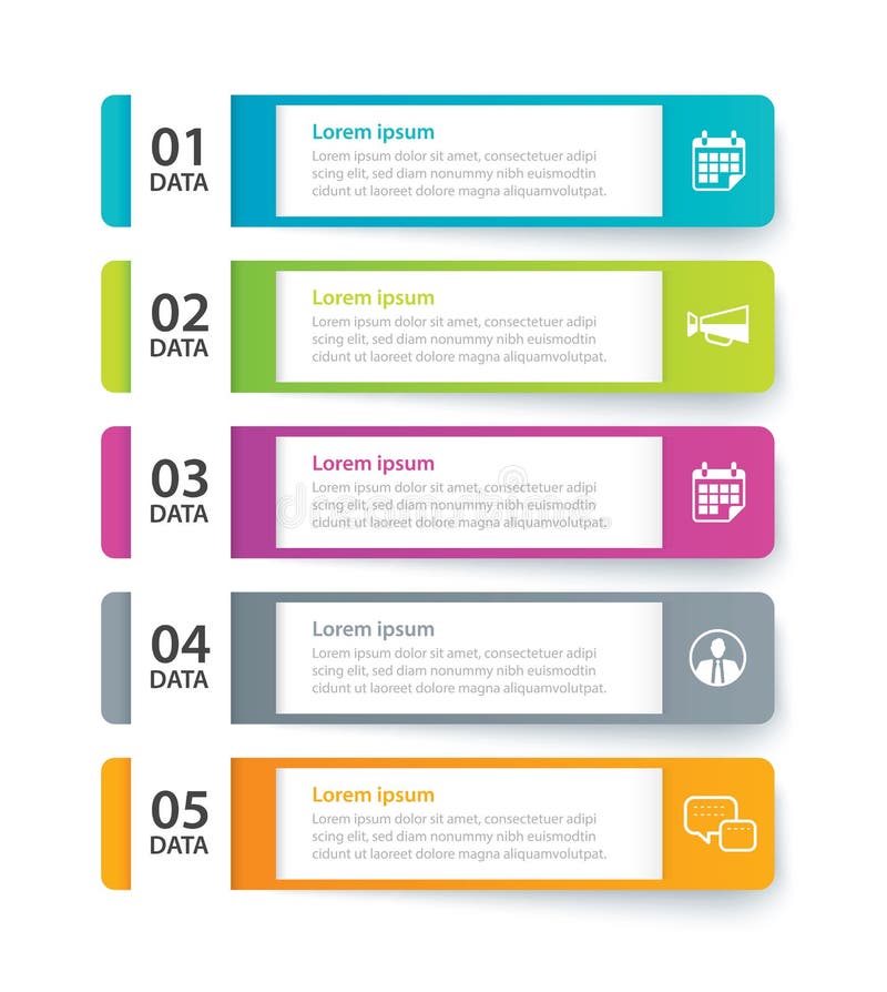 Infographics Tab in Horizontal Paper Index with 5 Data Template. Vector ...
