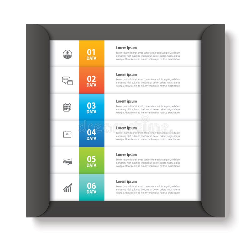 Infographics Tab in Paper Index with 6 Data Template. Vector ...