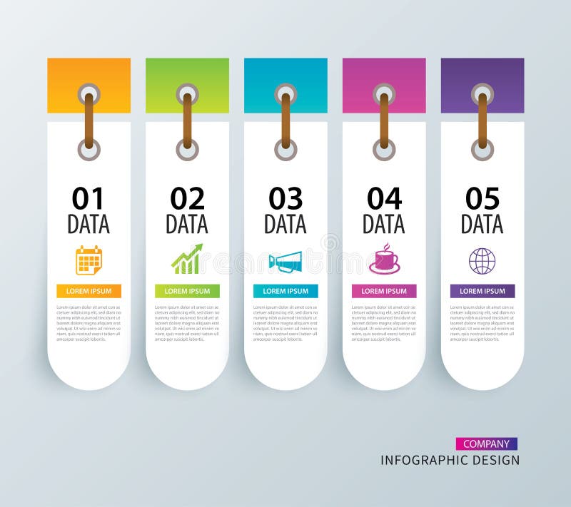 Infographics Tab in Vertical Paper Index with 5 Data Template. V Stock ...