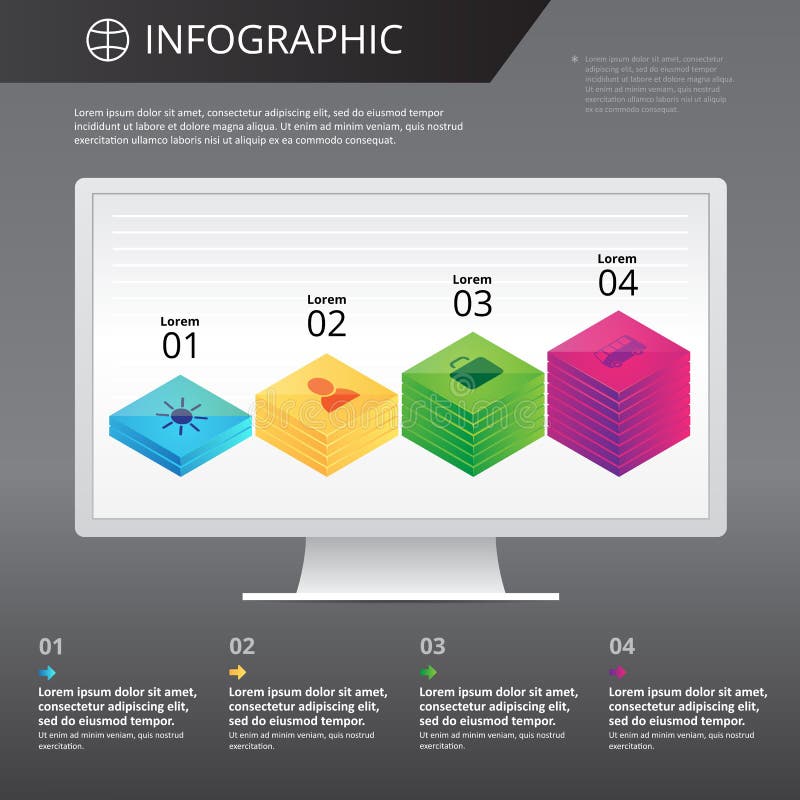 Infographics template stock vector. Illustration of computer - 57767769
