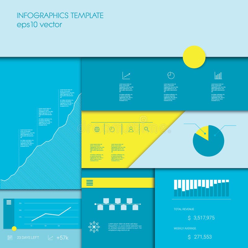 Infographics Template with Business Graphs and Charts, Other Elements ...