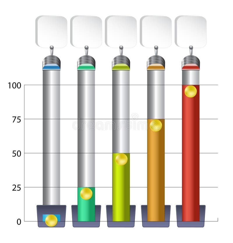 Infographics Template with Column Charts Filled with Liquid Stock ...