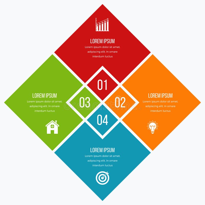 Infographics Template Four Options with Square Stock Vector ...