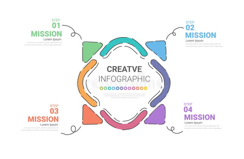 Infographics Template with 4 Labels, Can Be Used for Workflow Layout ...