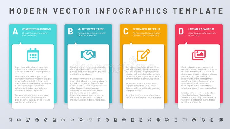 Infographics Template with Paper Frames and Set of Icons Stock Vector ...