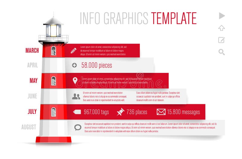 Infographics Elements with a Lighthouse Stock Vector - Illustration of ...