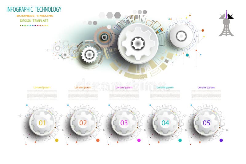 Infographics Template Technology Gear Wheel Engineering on Circuit ...