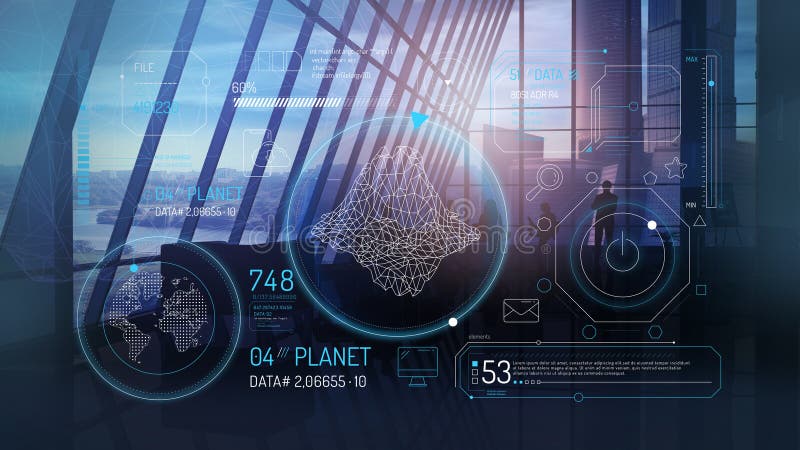 Earth Planet Geologic Research Infographics on Office Background. Stock ...