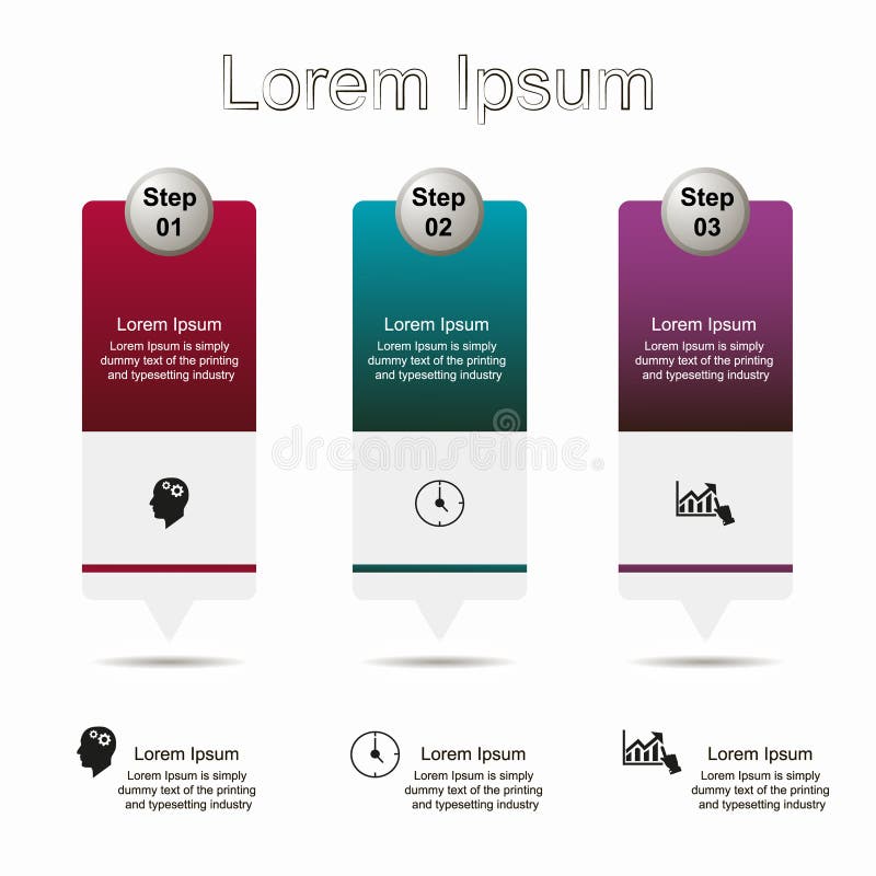 Infographics in Three Stages Stock Illustration - Illustration of chart ...