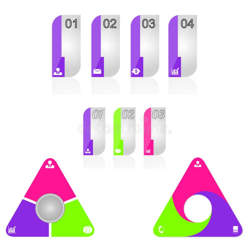 Infographics of Rectangles with Numbered Text Icons Stock Illustration ...