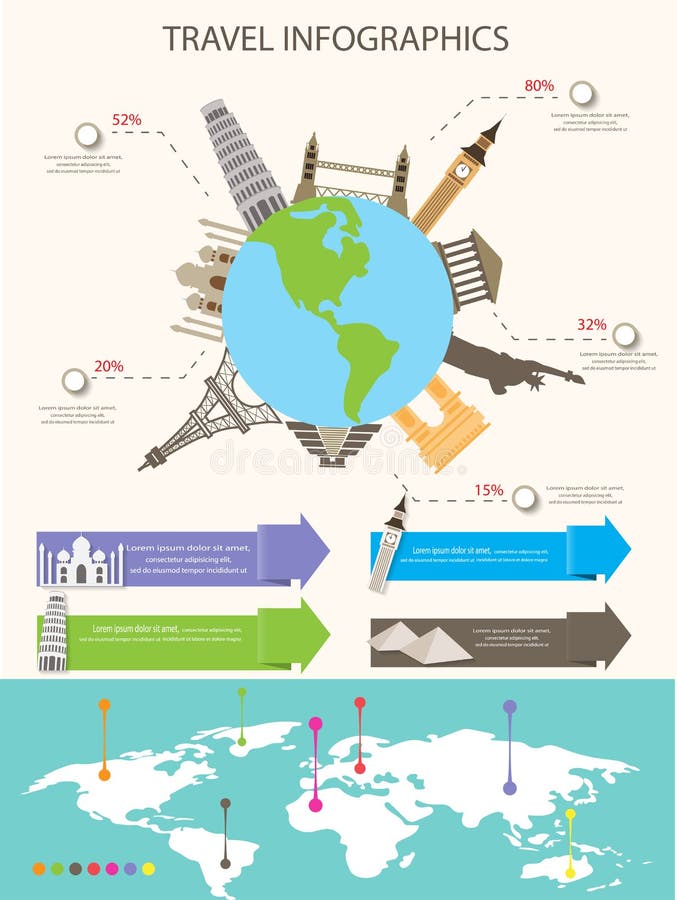 Infographics Van De Wereldreis Vector Illustratie - Illustration of ...