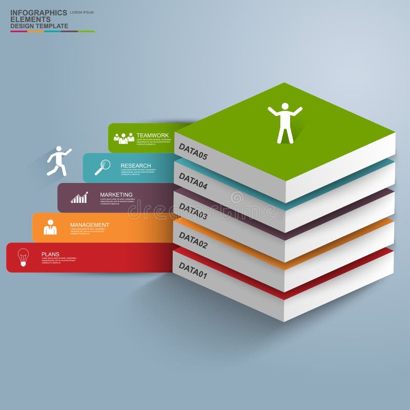 3d Infographics Pyramid of Cubes Chart. Stock Vector - Illustration of ...