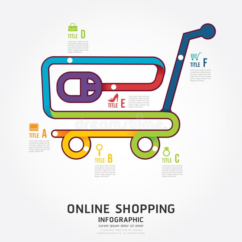 Infographics Vector Online Shopping Design Diagram Line Style Template ...