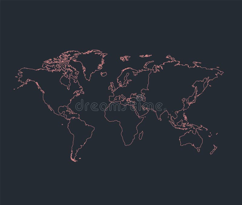 Infographics World Map Outline, Flat Design, Color Blue Orange Blank ...