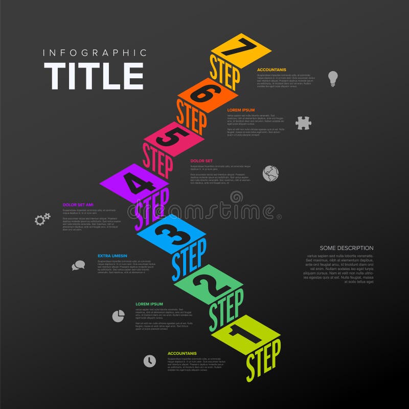 Infogrpahic Stairs Steps Diagram Template on Dark Background Stock ...