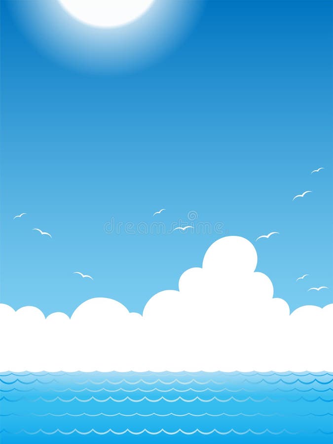 Seamless Ocean View Vertical Background with Text Space, Vector ...