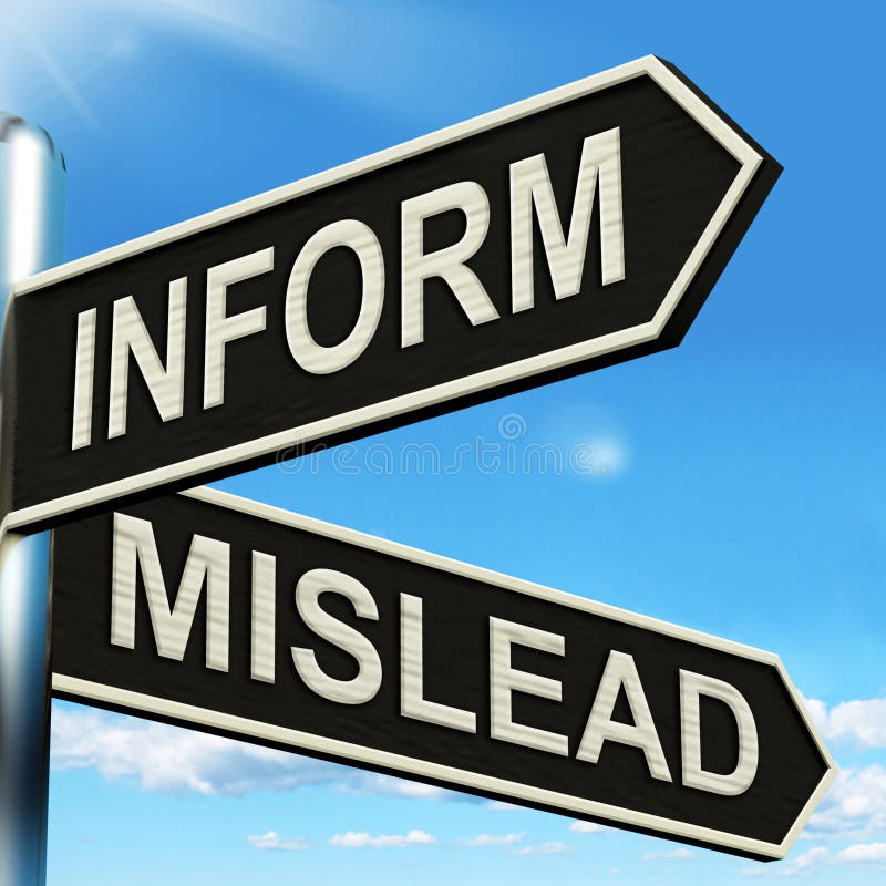 Inform Mislead Signpost Means Let Know or Misguide Stock Illustration ...