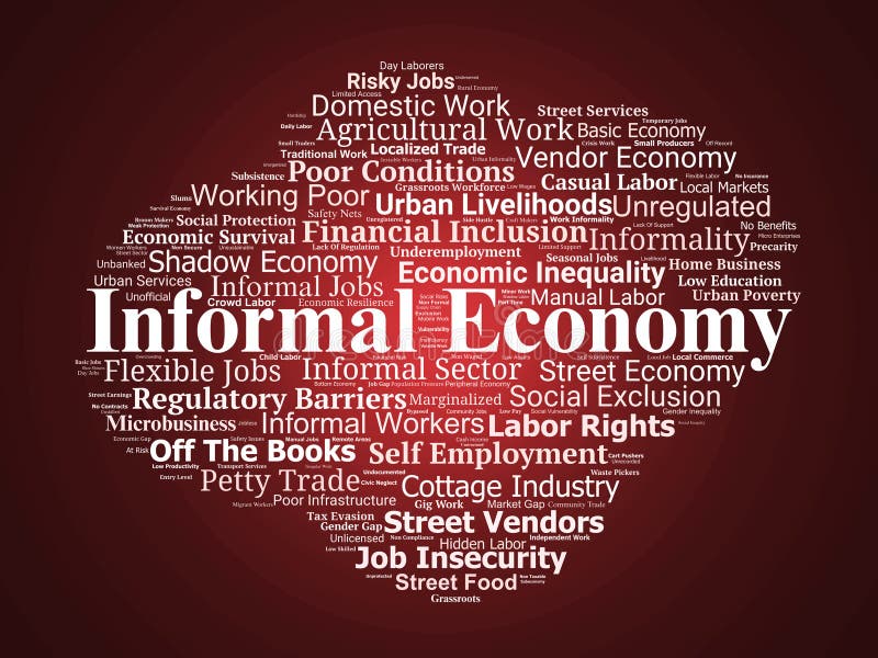 Informal Economy Word Cloud. Exploring Unregulated Labor and Grassroots Trade Stock Illustration ...