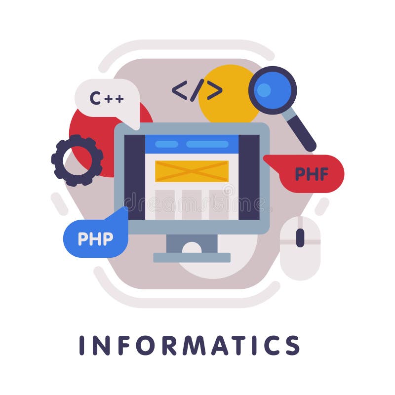 Informatics School Subject Icon, Education and Science Discipline with ...