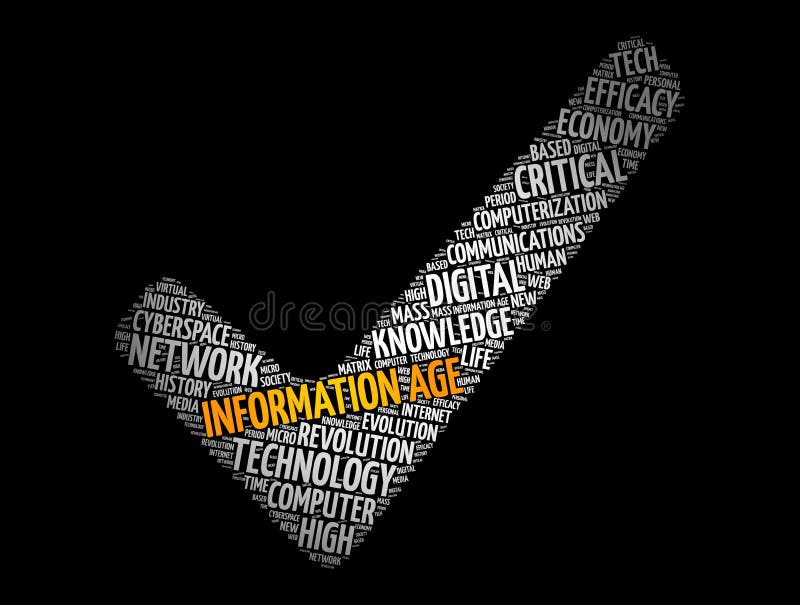 Information Age Check Mark Word Cloud Collage, Concept Background Stock ...