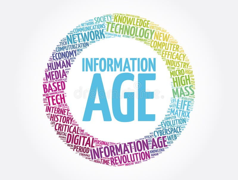 Information Age Circle Word Cloud Collage, Concept Background Stock ...