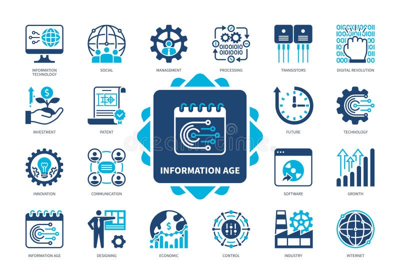 Information Age Solid Icon Set Stock Illustration - Illustration of ...