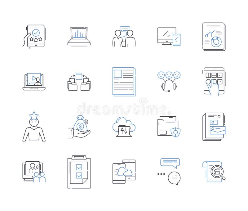 Information Agency Line Icons Collection. Intelligence, Analytics ...