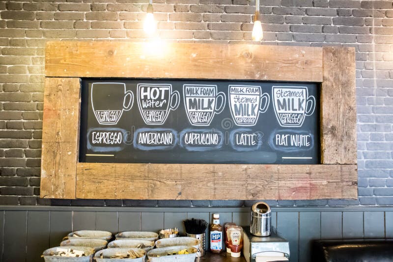 Information Blackboard Showing Different Types of Coffee for Customers ...