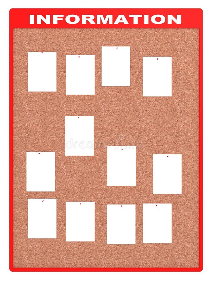 Information Board With Paper Sheets Stock Illustration - Illustration ...
