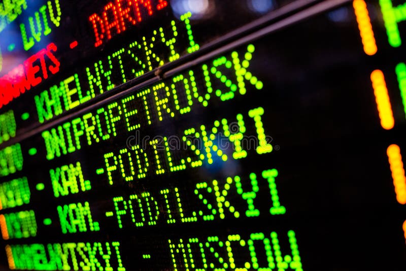 Information Board with Train Schedule Stock Image - Image of kyiv ...