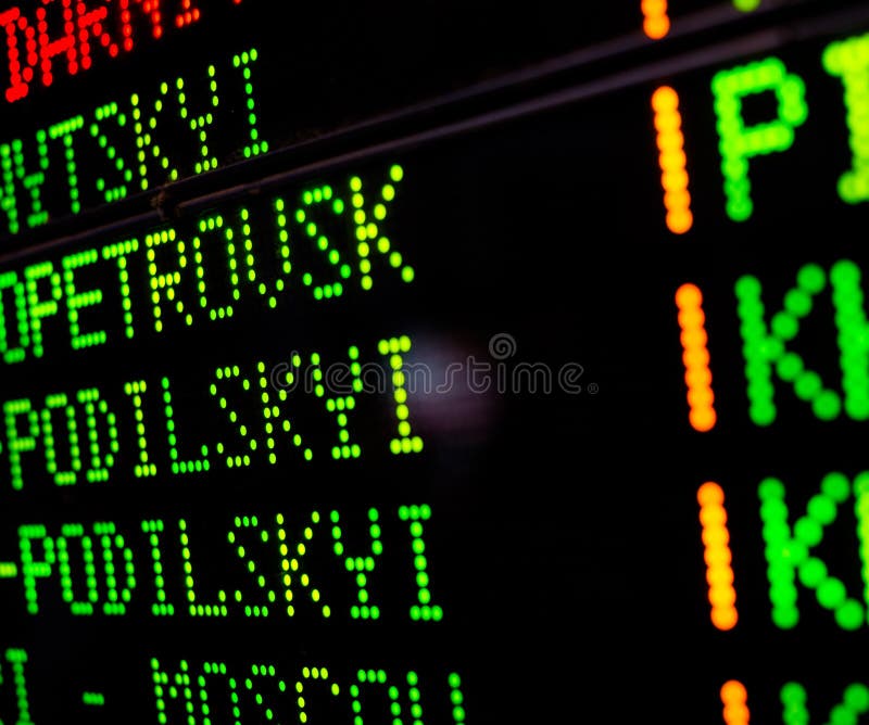 Information Board with Train Schedule Stock Photo - Image of display ...