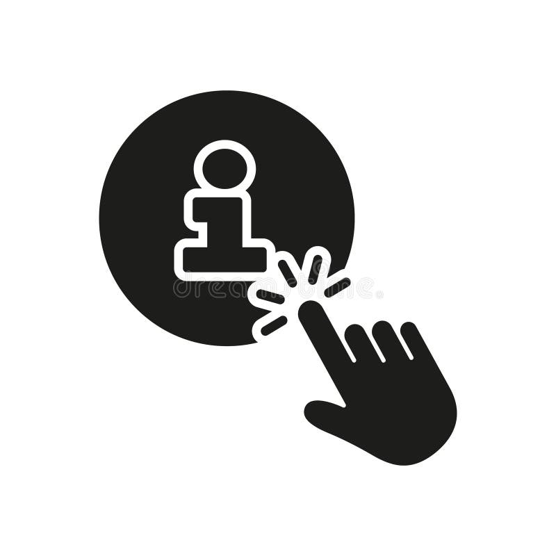 Information Button with Hand Pointer Clicks Silhouette Icon, Online ...