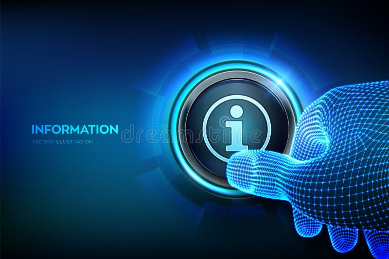 Information Button. Info and Faq Icon. Closeup Finger about To Press a ...