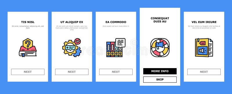 Information and Client Supporting Onboarding Icons Set Vector Stock ...