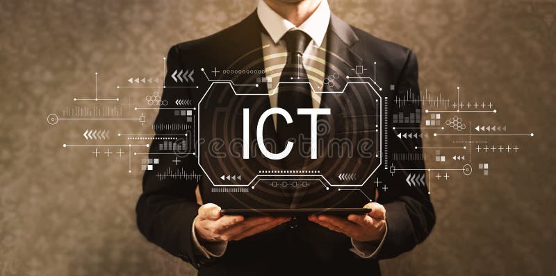 Information and Communications Technology with Businessman Stock ...