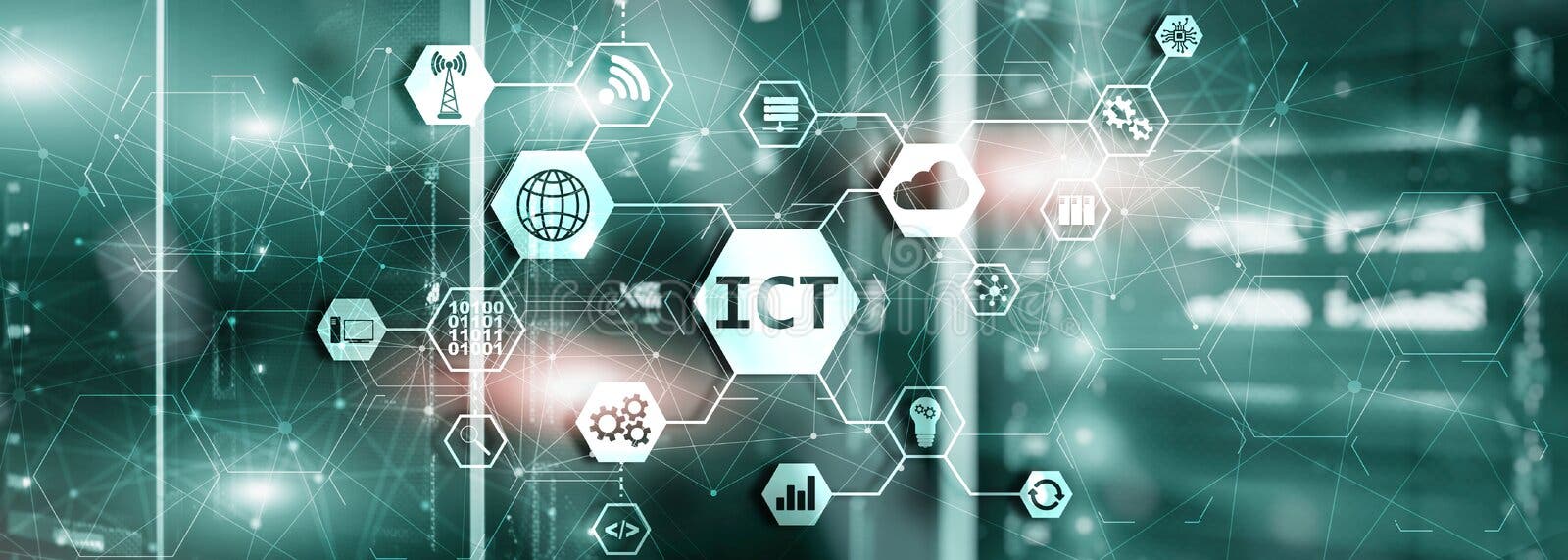 ICT - Information and Communications Technology Concept on Server Room ...