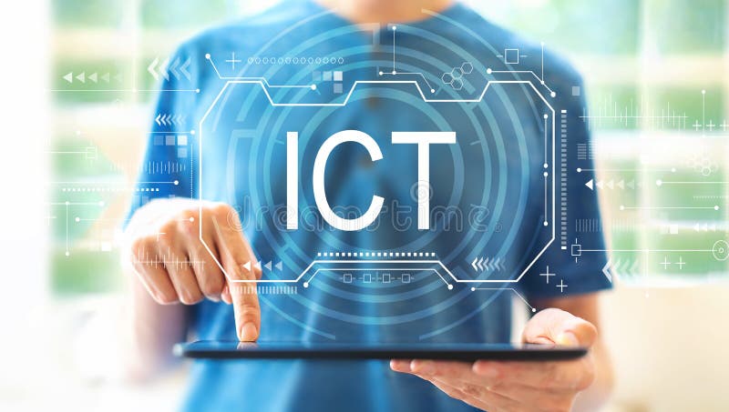 Information and Communications Technology with a Man Stock Photo ...