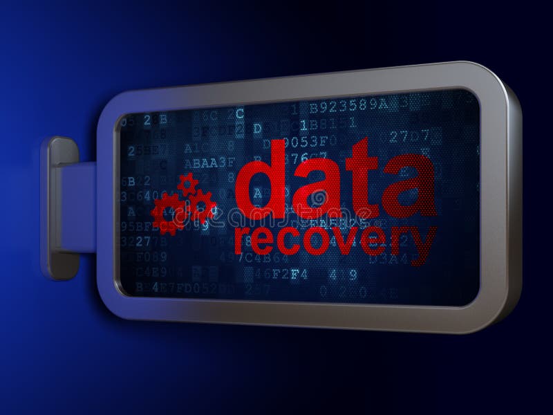 Information Concept: Data Recovery and Gears on Billboard Background ...