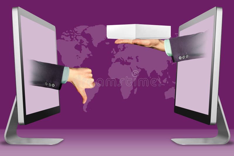Information Concept, Two Hands from Computers. Thumbs Down, Dislike and ...