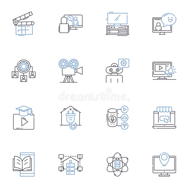 Information Conglomerate Line Icons Collection Consolidation