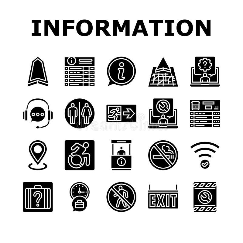 Information Data Knowledge Icons Set Vector Stock Illustration ...