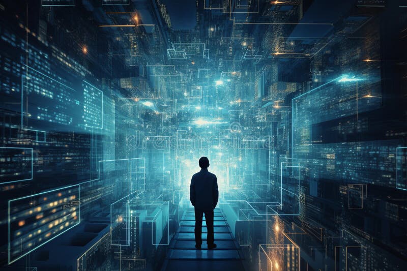 Information Digital Technologies and Man Stock Illustration ...