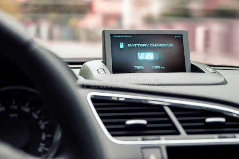 Information on the Display of the Electric Car Stock Image - Image of ...