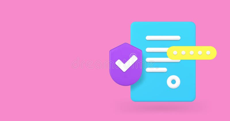 Information Document Protection Data Safety Access Banner 3d Icon ... Information Document Protection Data Safety Access Banner 3d Icon ...