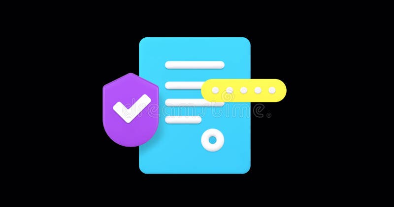 Information Document Protection Data Safety 3d Animation with Alpha ...