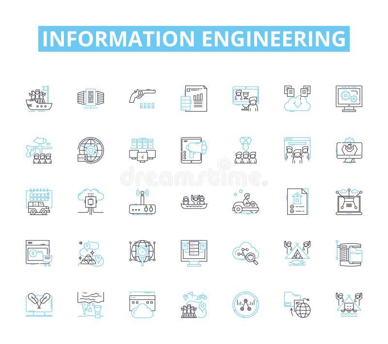 Information Engineering Linear Icons Set. Database, Big Data, Analytics ...