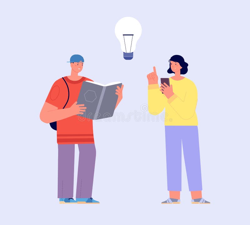 Information Finding. Books or Digital Technologies. People Read Book ...