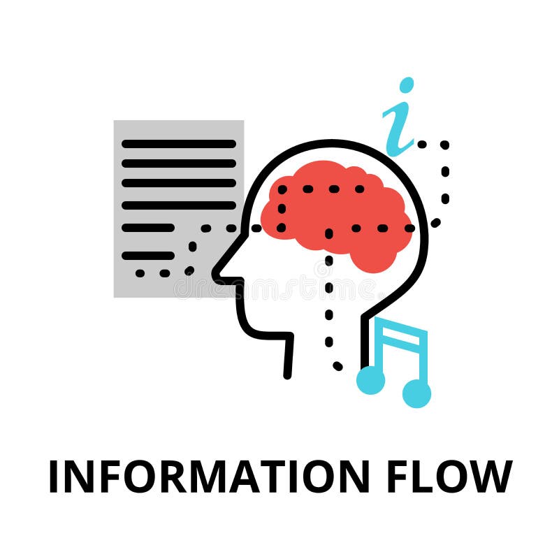 Information Flow Icon, Flat Thin Line Vector Illustration Stock Vector ...